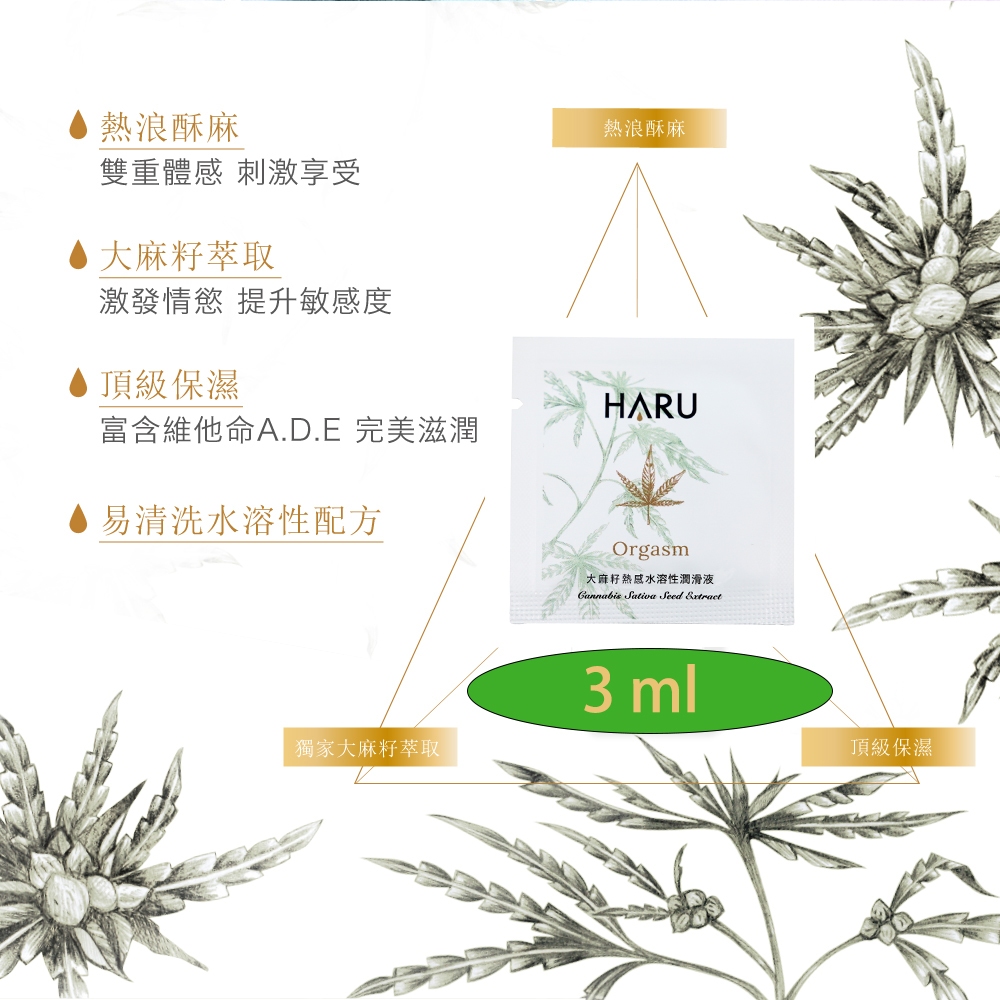 HARU ORGASM 大痲籽萃取 煙醯安熱感煥白 3ml 隨身包 潤滑液 外出的好選擇 | 蝦皮購物
