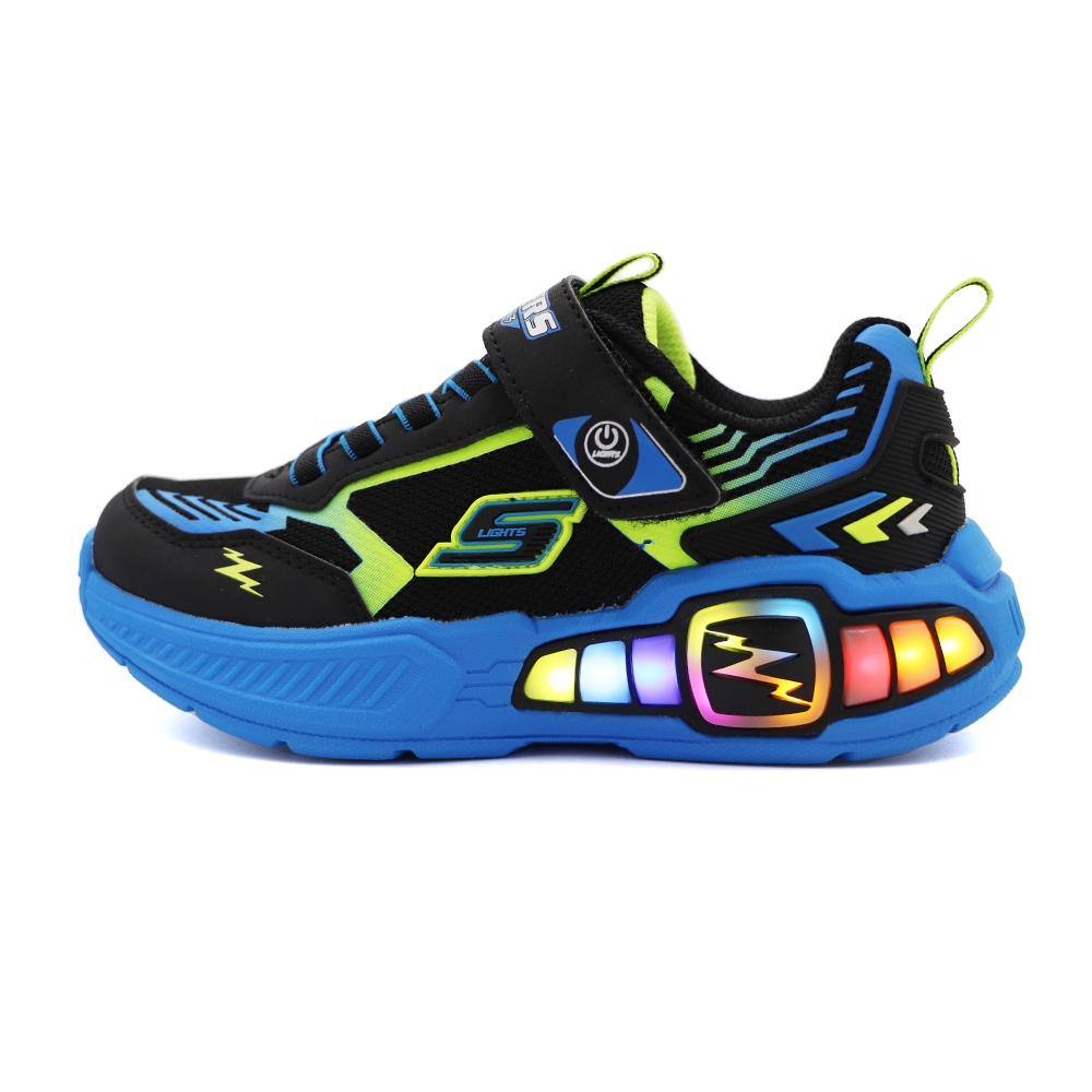 SKECHERS LIGHT STORM 3 燈鞋 魔鬼氈 運動鞋 中大童 黑藍 S0845 (400151LBBLM) | 蝦皮購物