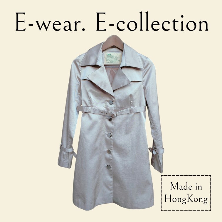 E-WEAR 高雅亮面卡其米色風衣 / 二手 | 蝦皮購物