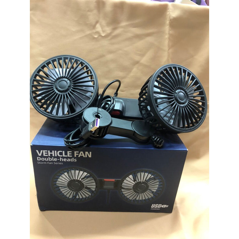 （全新品）大風量車用風扇 雙頭風暴 雙頭後座風扇 USB F4207 | 蝦皮購物