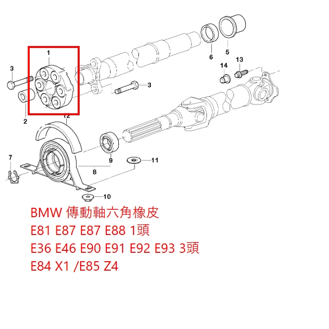 BMW 寶馬 E81 E87 E90 E39 E36 E84 E85 傳動軸 傳動軸六角橡皮 26111225624 | 蝦皮購物