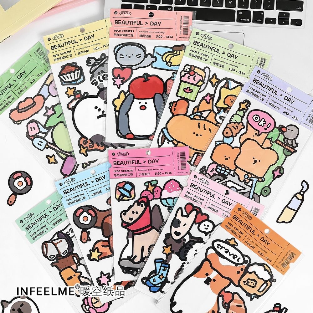 Infee. Me 陪你可愛系列 貼紙 模切貼紙 可愛卡通 手帳裝飾 行李箱貼紙 筆電貼紙 大張貼紙 裝飾貼紙 現貨 | 蝦皮購物