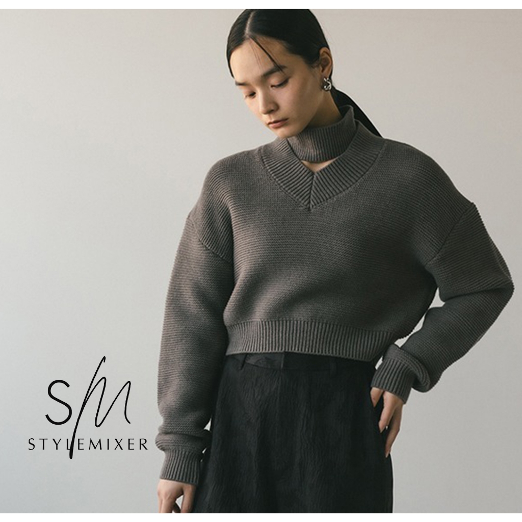 (全新現貨)Stylemixer日本正品-灰色V領針織圍脖造型上衣 Style mixer/松本恵奈品牌/日本選品 | 蝦皮購物