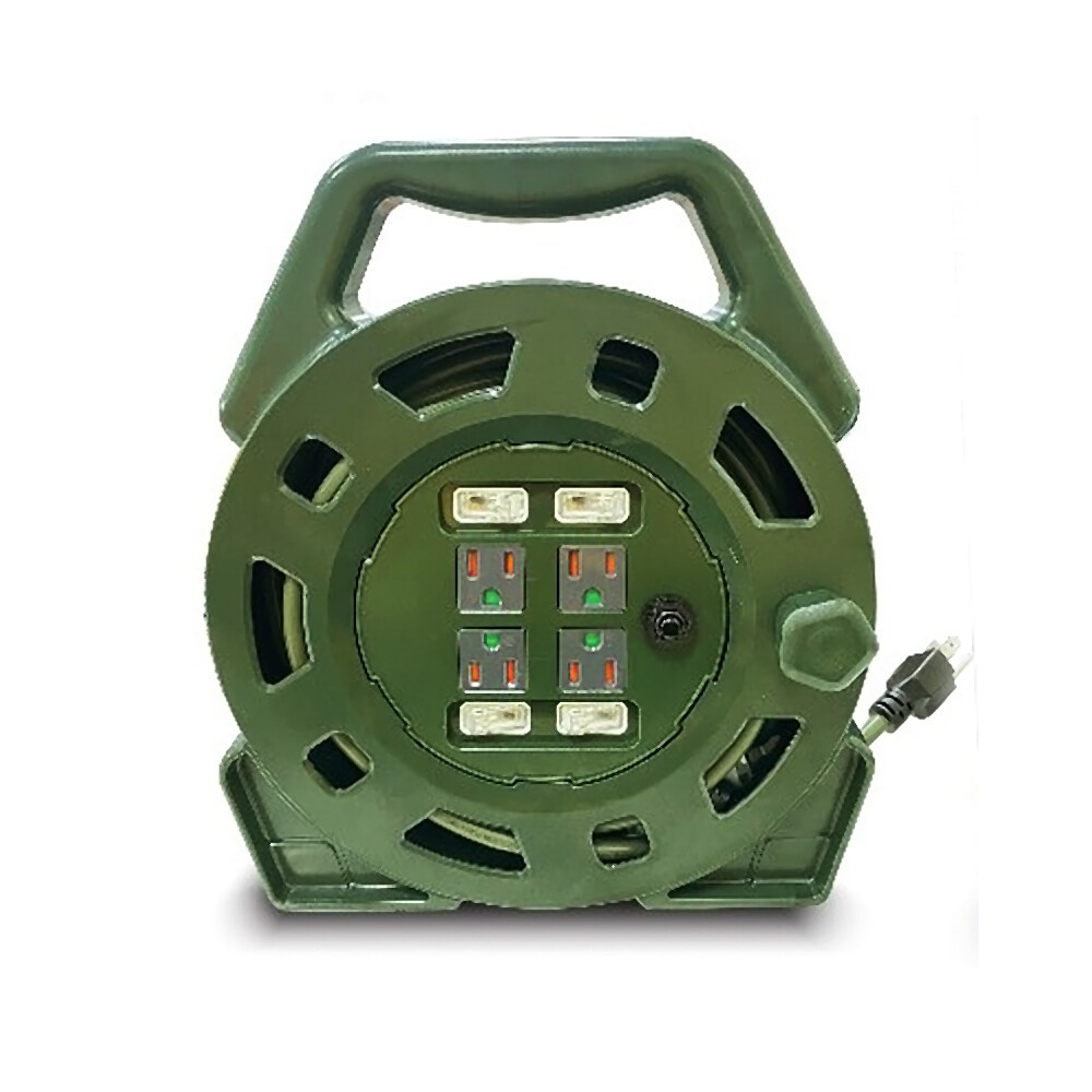 100%台灣製~電精靈 陸戰隊捲盤式2.0/2C 電纜輪座 延長線 50尺 軍綠色 DL-250 | 蝦皮購物