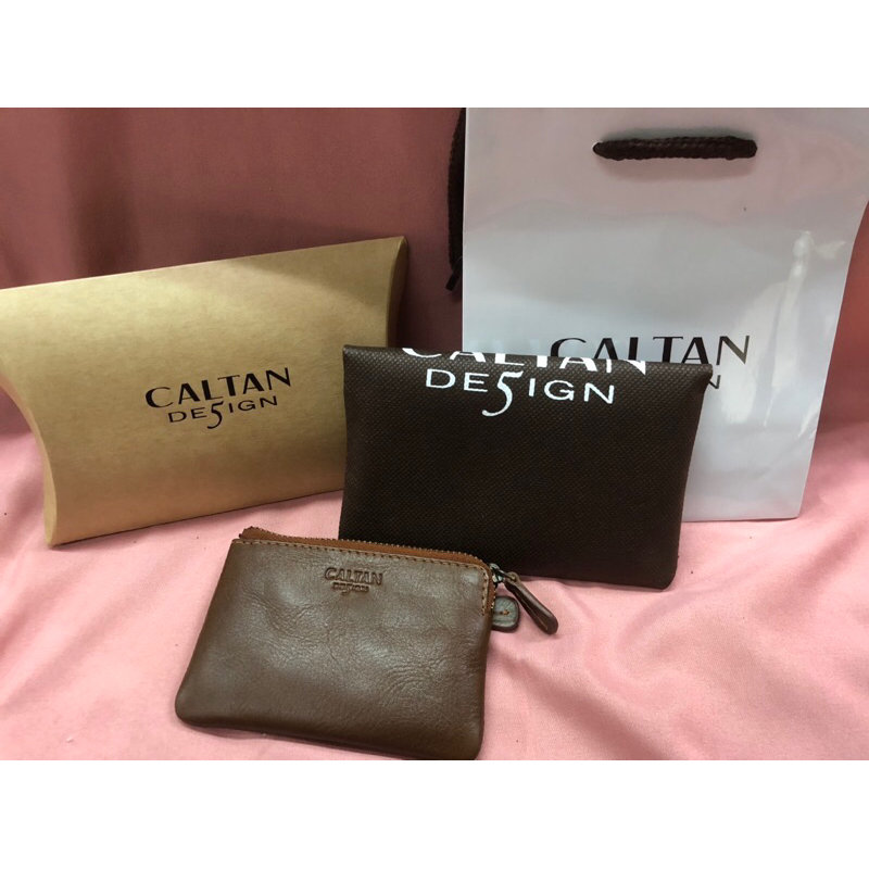 （全新未使用附提袋）CALTAN 真皮/零錢包| 真皮素雅雙拉鍊質感小錢包 | 蝦皮購物
