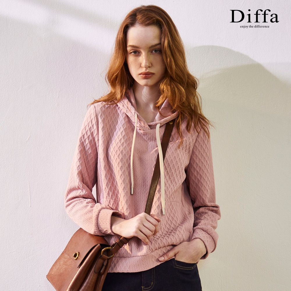 【Diffa】粉色連帽織紋針織衫4868-8103 | 蝦皮購物