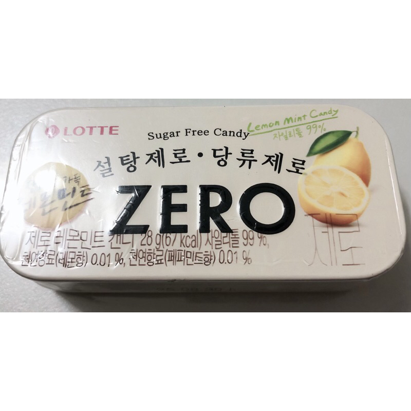 現貨 韓國 LOTTE 樂天ZERO 無糖薄荷糖28g（檸檬） | 蝦皮購物