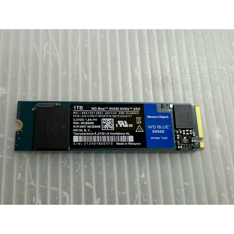 WD藍標SN550 1TB SSD PCIe NVMe固態硬碟（WDS100T2B0C)二手良品$1300 | 蝦皮購物