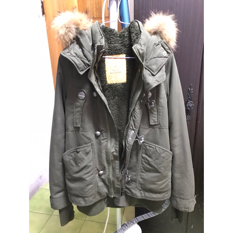 SLY N3B軍綠色連帽正版雙層保暖外套 | 蝦皮購物