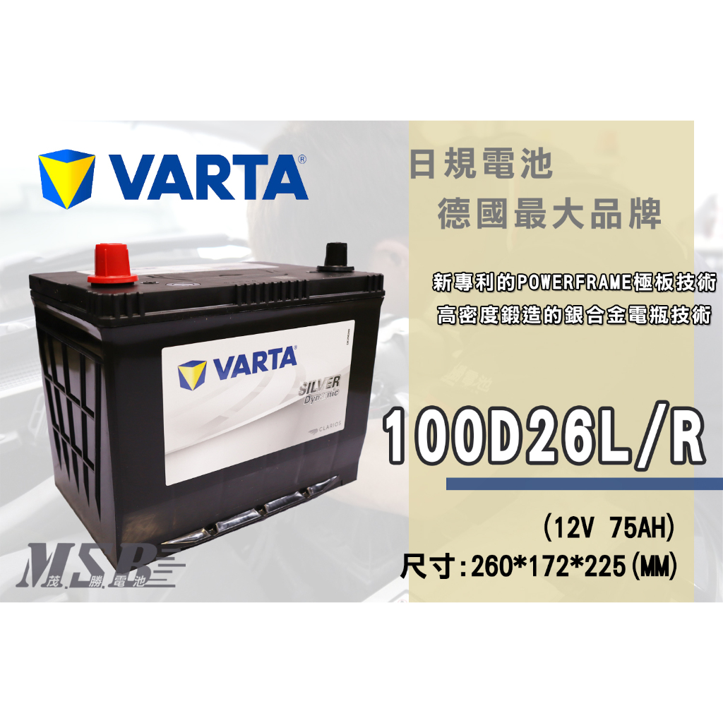 【茂勝電池】NEW VARTA 100D26L 100D26R 新華達 汽車電瓶 電池 日規電池 汽車電池 | 蝦皮購物