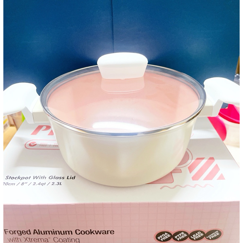 《現貨電子發票》NEOFLAM Whitepink系列20cm雙耳湯鍋 (電磁底)+玻璃蓋 EC-WP-C20I 全新品 | 蝦皮購物