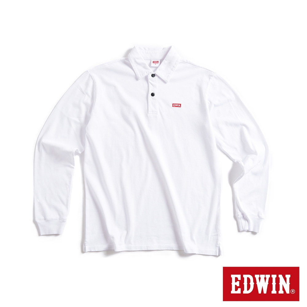 EDWIN 男款 基本印花長袖POLO衫(白色) | 蝦皮購物