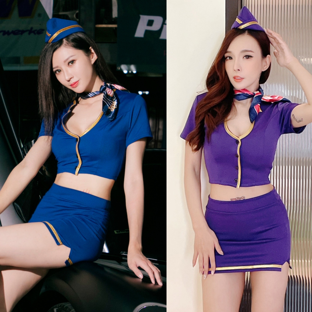 性感中空深藍爆乳空姐服+空姐帽4件組 角色扮演服 筱雅衣舖【BT1207】 | 蝦皮購物