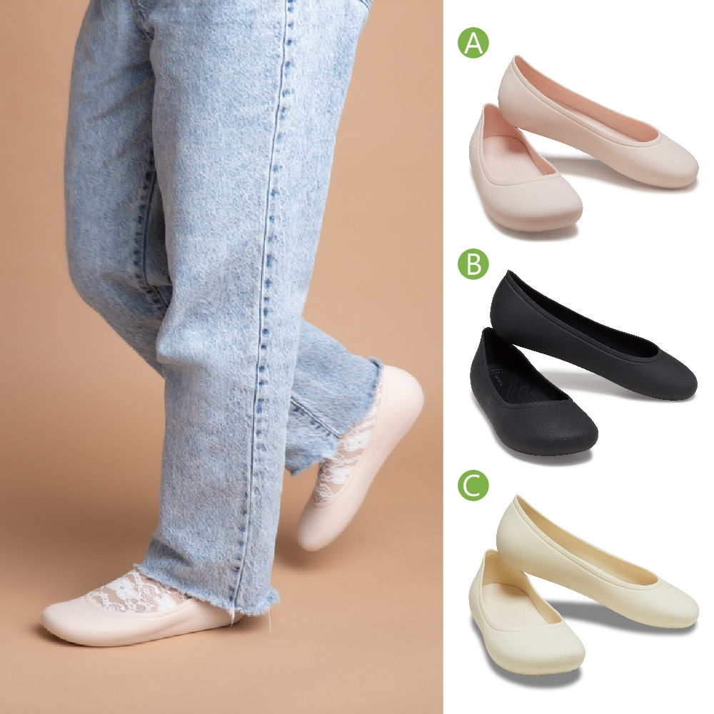 Crocs卡駱馳 (女鞋) 布魯克林平底鞋-黑色- 209384-001_洞洞鞋 | 蝦皮購物