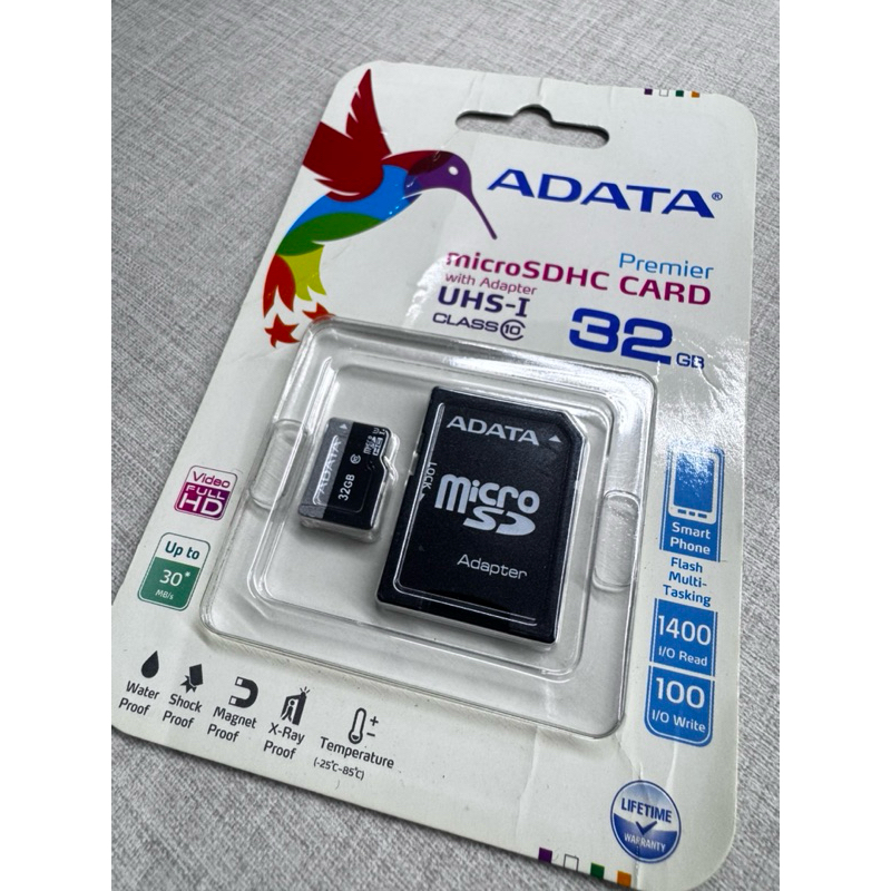 全新！【ADATA 威剛】 Micro SDHC Premier UHS-I U1/C10 32GB 記憶卡(附轉卡) | 蝦皮購物