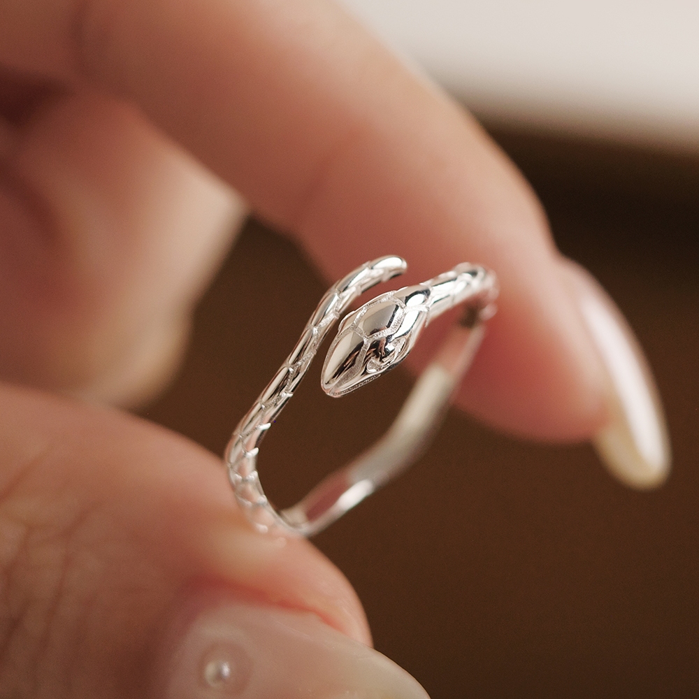 [全純銀.戒指] 財運如蛇纏 純銀戒指【UME】洗手可戴 S925純銀戒指/可調戒圍 | 蝦皮購物