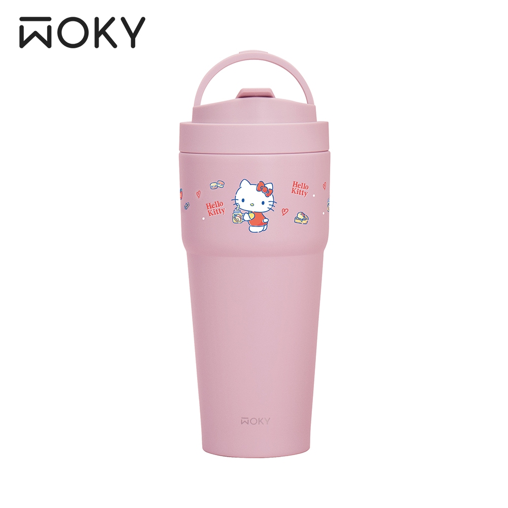 【WOKY X 三麗鷗】Kitty聯名渾圓杯鈦陶瓷750ml (二代防漏-附彈跳吸管) | 蝦皮購物