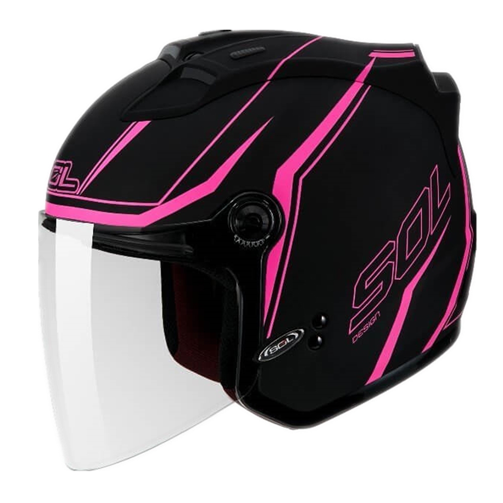 SOL 】27S 天際 消光黑/粉 安全帽｜鏡片｜3/4罩｜雙D扣｜可拆內襯｜通風｜排氣｜後方LED專利警示燈 | 蝦皮購物