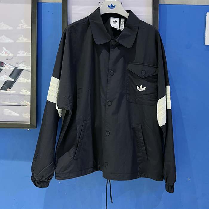 ADIDAS Originals 中性 休閒 三線 教練外套 黑色 翻領 外套 | 蝦皮購物