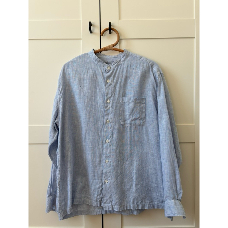 [二手]Muji 100%大麻 亨利領襯衫 M | 蝦皮購物