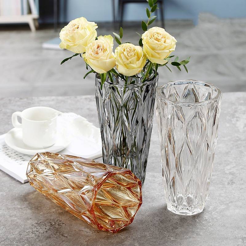 《台灣現貨》24h出貨 INS 現代簡約 加厚葉片紋玻璃花瓶 插花 裝飾 擺件 水培 | 蝦皮購物