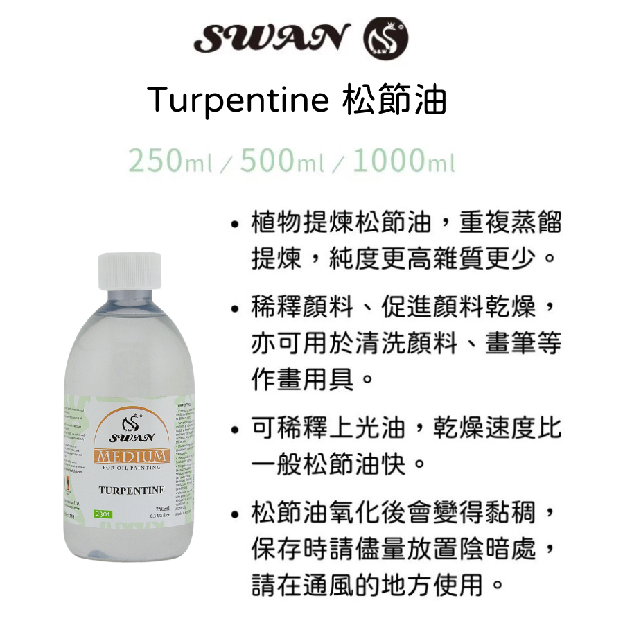 [酷畫材]法國SWAN 松節油 Turpentine 250/500/1000ml | 蝦皮購物