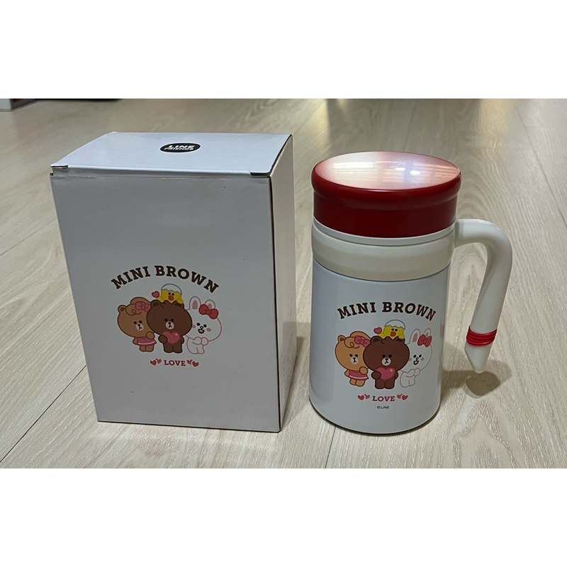 全新 MINI BROWN line friends 手把保溫杯 含濾網 SOGO 周年慶 環保杯 500ml | 蝦皮購物