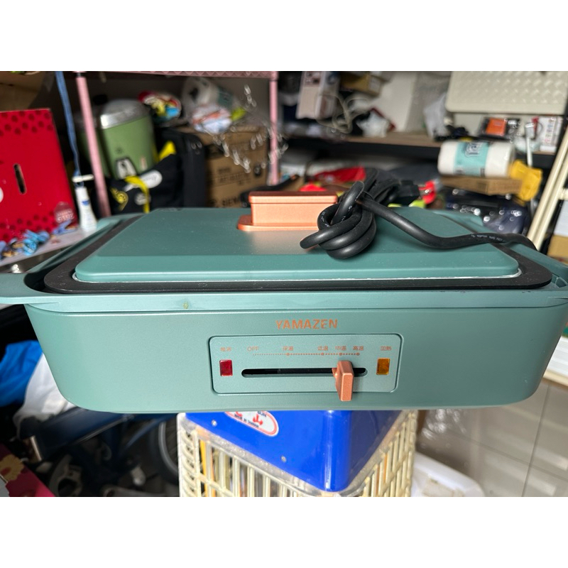 二手出清【日本山善YAMAZEN】3L深型電烤盤料理鍋 GHK-S120TW綠 烤肉燒烤盤 電火鍋陶瓷加熱板 | 蝦皮購物