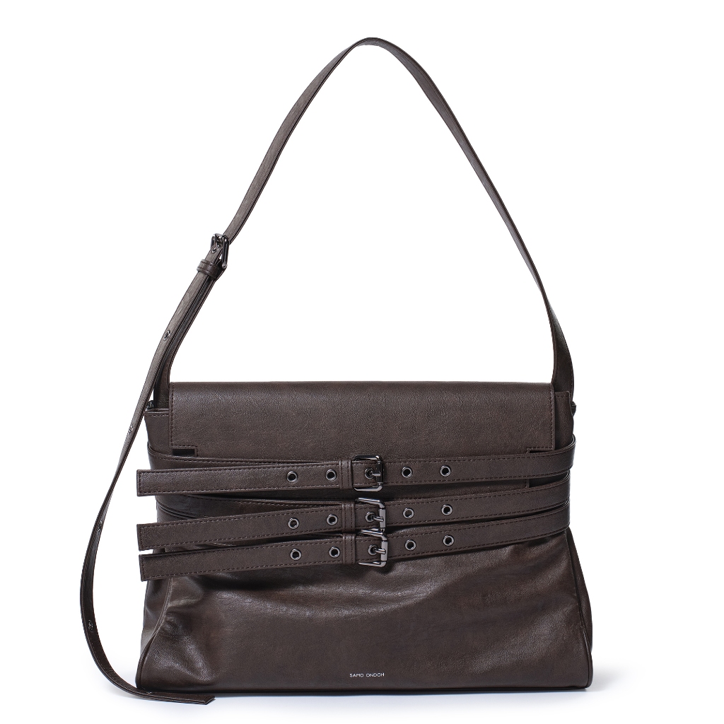 【SAMO ONDOH】Belt Flap Bag M - brushed chocolate 台灣唯一正版代理 現貨 | 蝦皮購物