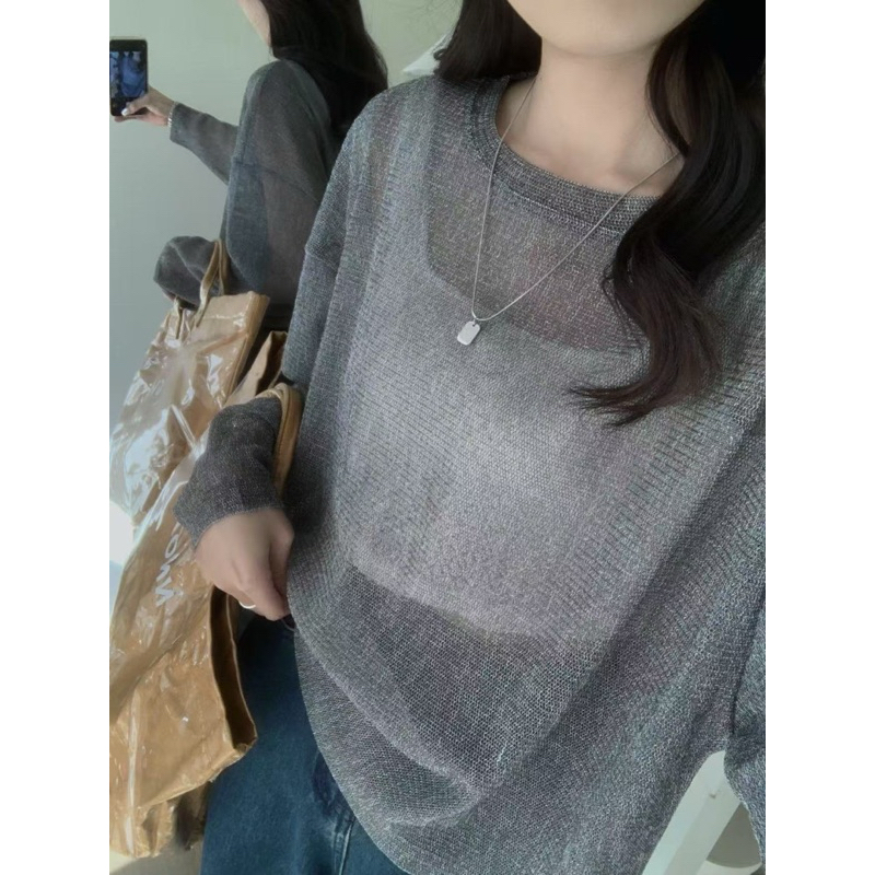 S153.5 - - 透透針織上衣 二色 現貨 | 蝦皮購物