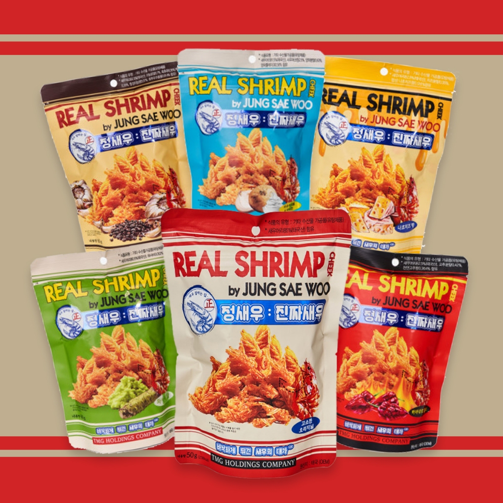 【現貨+預購】REAL SHRIMP酥炸蝦頭餅乾Jung Sae Woo 原味/起司/蒜香黑胡椒/辣椒/芥末 정새우 | 蝦皮購物