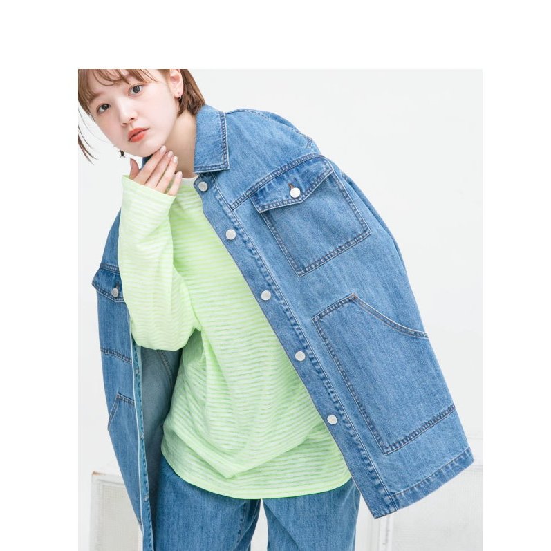 【WildLady】特 日本日系質感時髦多口袋排扣寬鬆中長純棉水洗牛仔夾克 外套KBF | 蝦皮購物