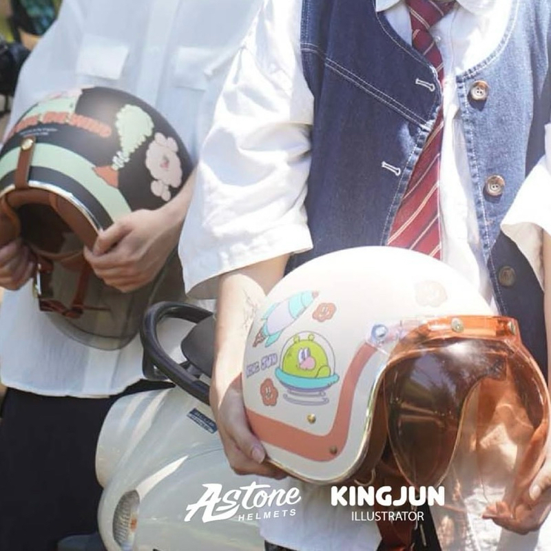 ASTONE x KINGJUN 安全帽 SP7 復古帽 3/4罩 限量 聯名 BT 病毒花 蠢兔 太空旅行 | 蝦皮購物
