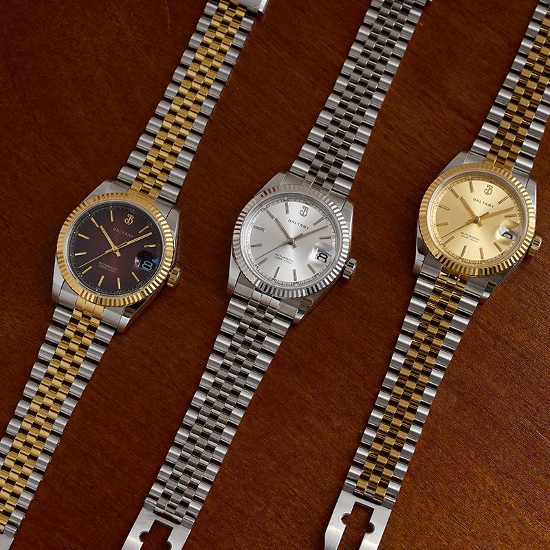 AF Store* BALTANY Datejust 狗牙圈 紀念型錶帶 五珠鍊 半金 復古正裝手錶 防水100米 | 蝦皮購物