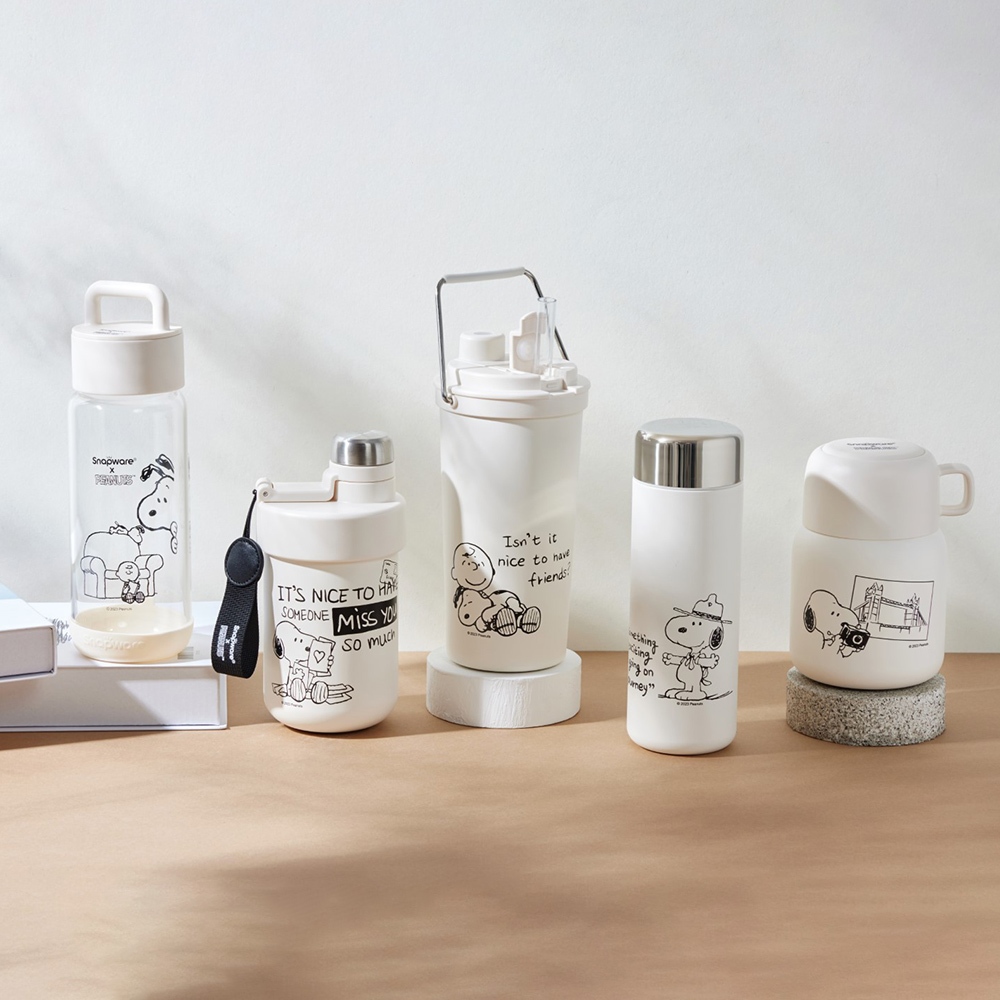 【康寧密扣Snapware】提把隨行玻璃杯710ml+SNOOPY史努比-任選組合/復刻黑白 | 蝦皮購物