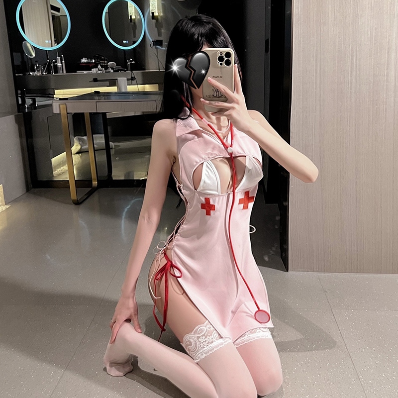 玥兒Wear 全場現貨每天出 性感深V領護士 制服誘惑 旗袍 連身護士服 情趣露背 角色扮演 Cosplay U842 | 蝦皮購物