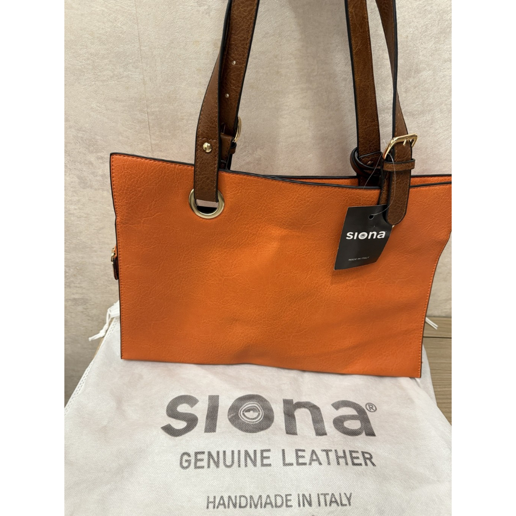 【歐洲必買】Siona 全新現貨 奧地利手工精品真皮包包 愛馬仕橘側背包，A4紙可放入 專人代購~限時免運費 | 蝦皮購物