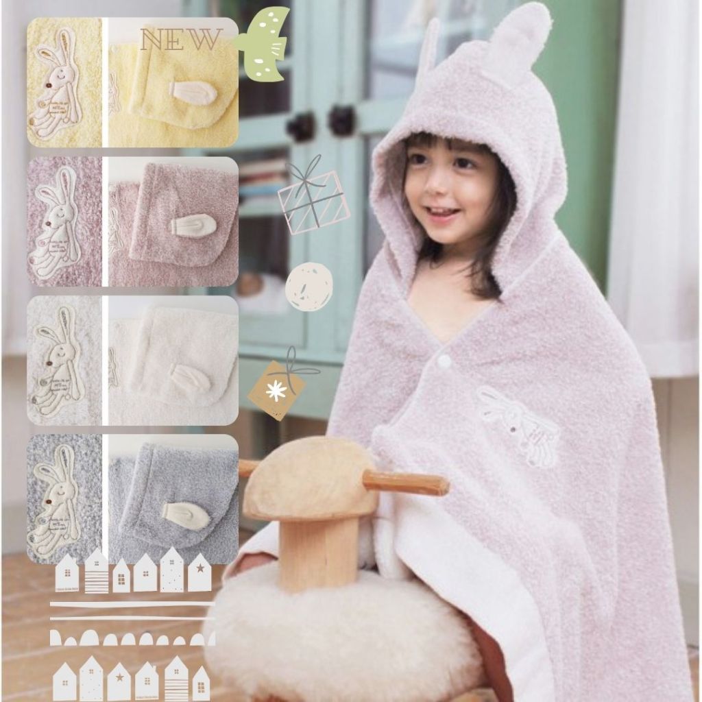 za’kafe 現貨 柔軟兔兔 kontex 無撚紗 今治毛巾 帶帽浴巾 連帽 日本製 兔耳浴巾 寶寶浴巾 | 蝦皮購物