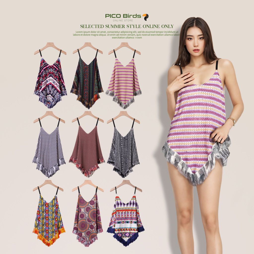 【pico bird】泰國Cher設計師款細肩帶流蘇背心 | 蝦皮購物