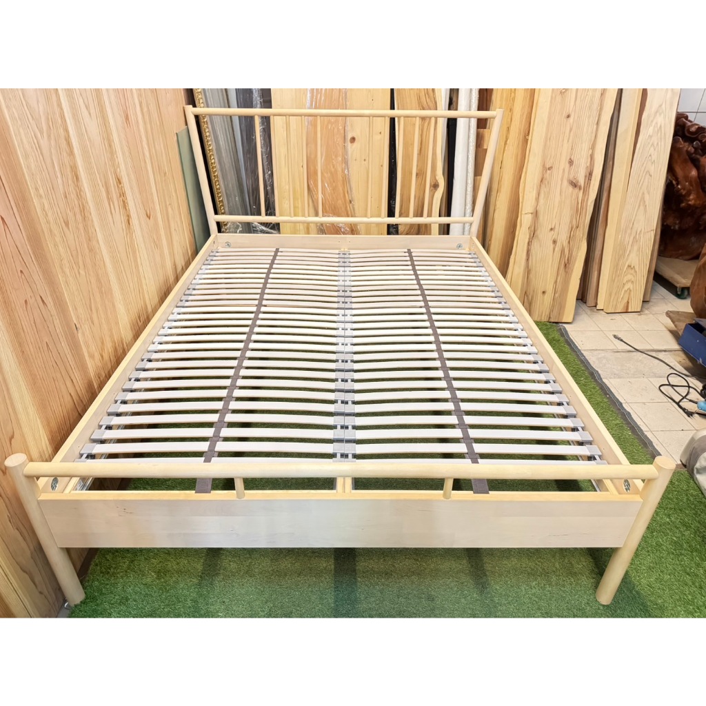 BJÖRKSNÄS雙人床框, 樺木/lönse 實木床架 原木床 床組 雙人床 A7044【晶選二手傢俱】 | 蝦皮購物