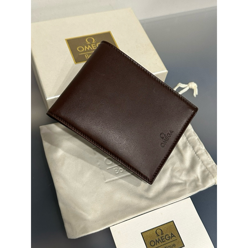OMEGA LEATHER WALLET CLASSIC COINS 歐米茄真皮短夾 棕色 Made in Italy | 蝦皮購物