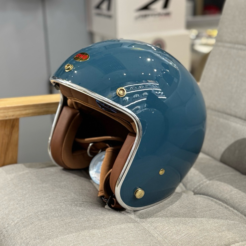 山道紳士 EVO CA312 CA312S 鴨母藍 維納斯 VENUS 涼感內襯 電鍍金內墨鏡 羊紋皮革 素面復古安全帽 | 蝦皮購物