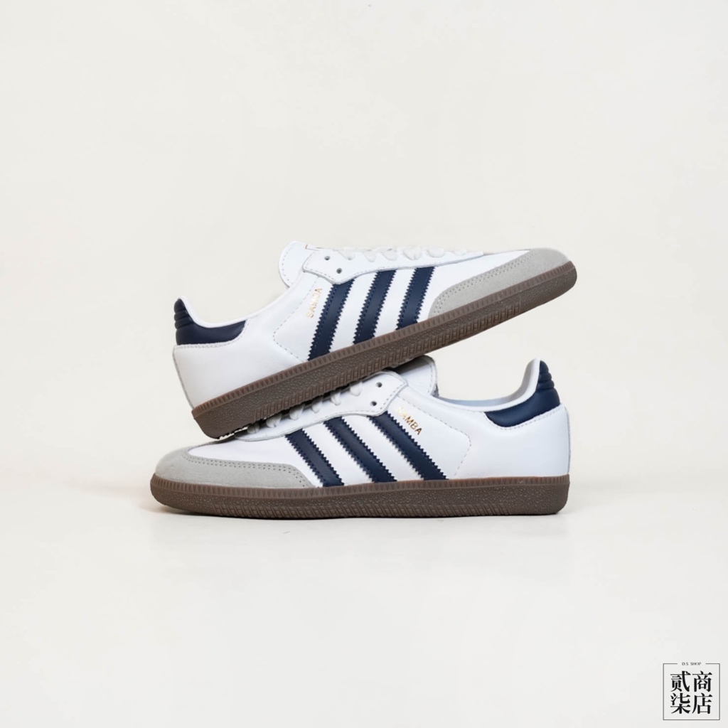 貳柒商店) ADIDAS SAMBA OG 男女款 白色 深藍 德訓鞋 復古 休閒 三葉草 金標 焦糖底 JH8795 | 蝦皮購物