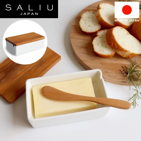 **現貨**日本製LOLO SALIU 白色陶瓷奶油盒 200G 天然木蓋 奶油保存盒 保鮮盒 | 蝦皮購物