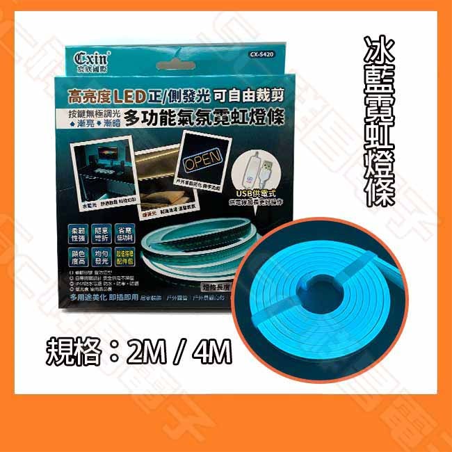 Cxin CX-S420 冰藍 USB霓虹燈條 軟條燈 柔性霓虹燈條 防水燈條 LED軟條燈帶 USB燈條 2M 4M | 蝦皮購物