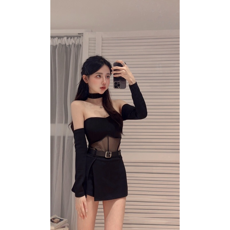 Yi_shop • ins 《S.M現/預》獨家！桃心連體網紗斷袖上衣 辣妹必入！小紅書女裝 | 蝦皮購物