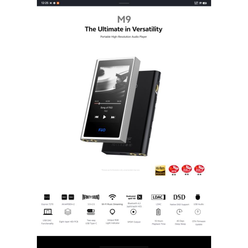 FiiO M9 HIFI 高解析音樂播放器/ 黒/ 非新品/ 電池狀況佳/ 可擴充容量至2T/ 可藍牙WiFi | 蝦皮購物