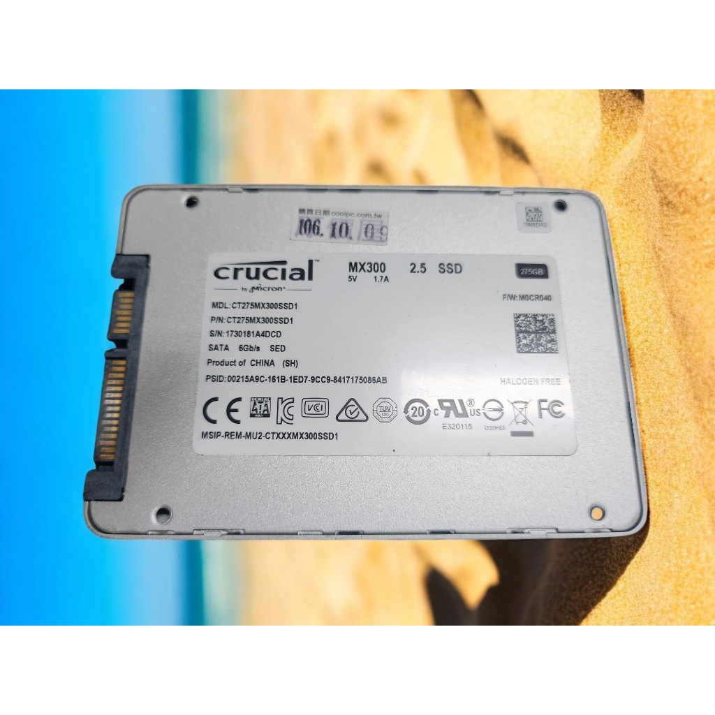 含稅 美光 固態硬碟 SSD 275G 275GB 保固1個月 MX300 06H758 | 蝦皮購物