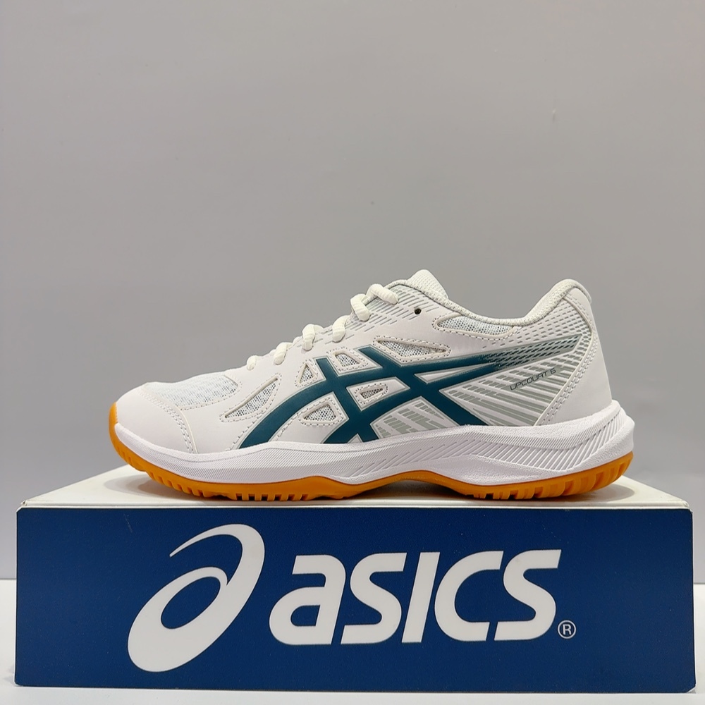 ASICS UPCOURT 6 男女款 白色 膠底 室內多功能 訓練 運動 排球鞋 羽球鞋 1071A104-100 | 蝦皮購物