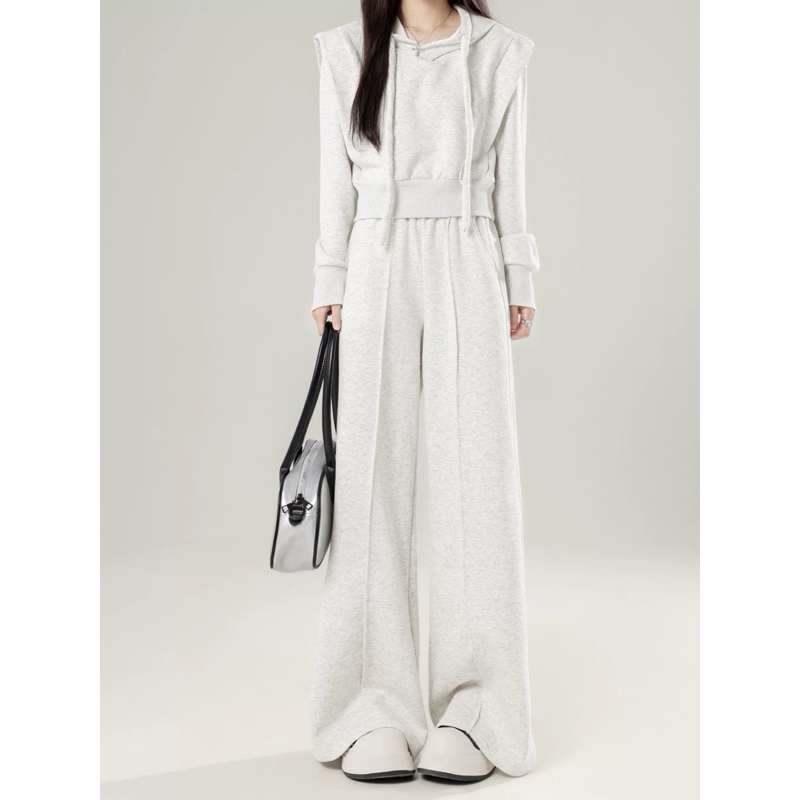 BOSHOW 韓國連線 正韓 Panda款 混色壓線連帽長褲兩件SET | 蝦皮購物